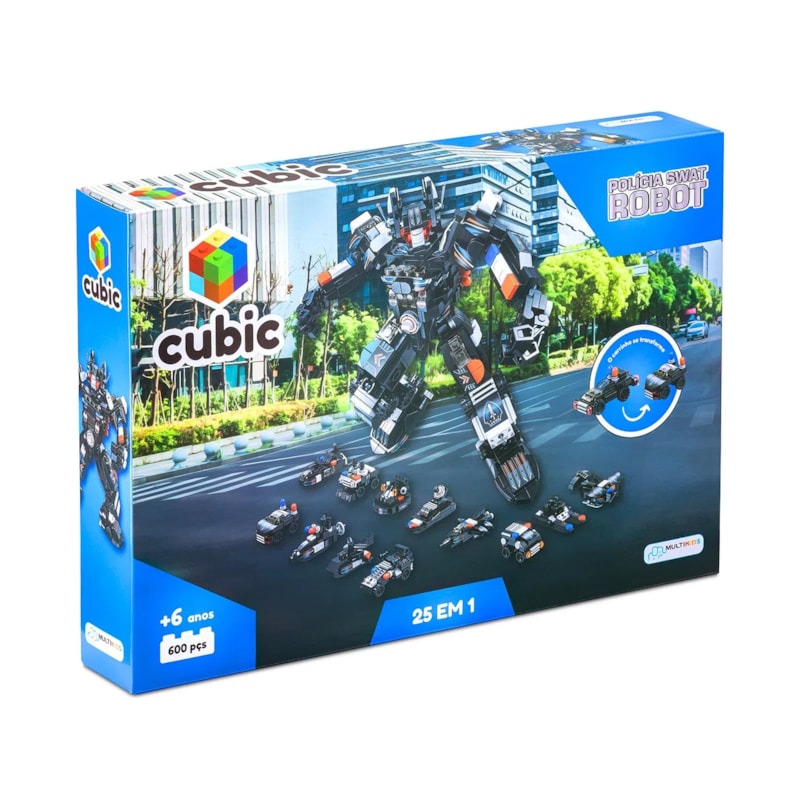 Blocos de Montar Cubic 25 em 1 Multikids Polícia Swat Robot | Compensa Mais