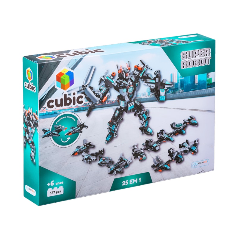 Blocos de Montar Cubic 25 em 1 Multikids Super Robot | Compensa Mais