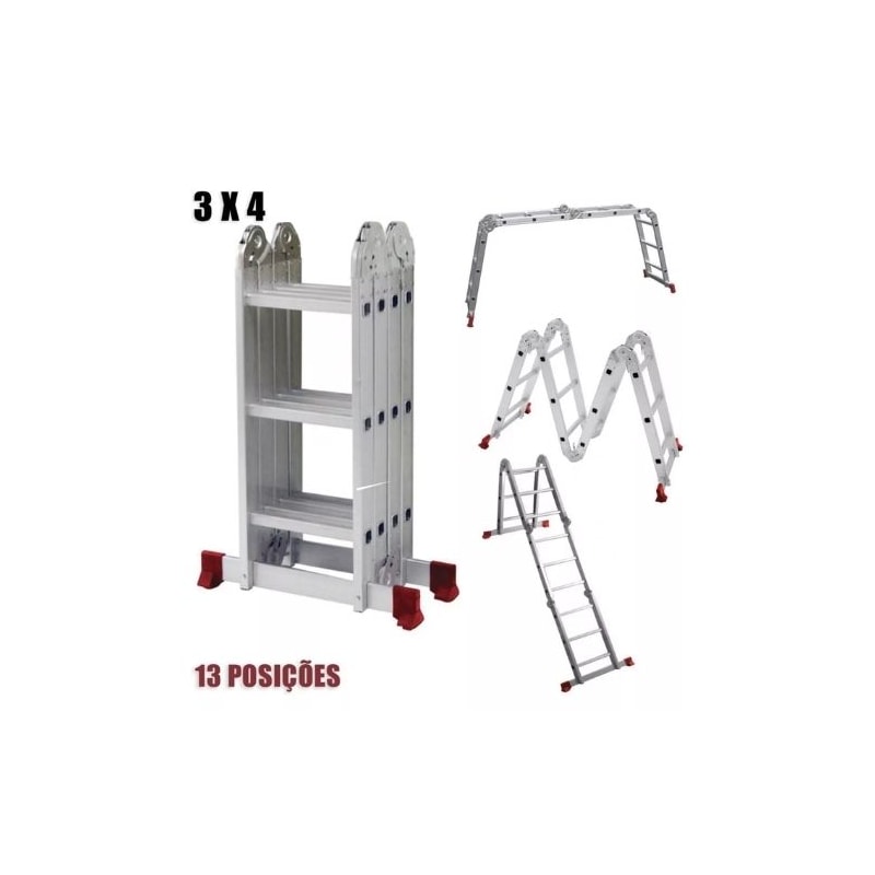 Escada Articulável de Alumínio 3x4 Degraus 13 em 1 - BOTAFOGO ...