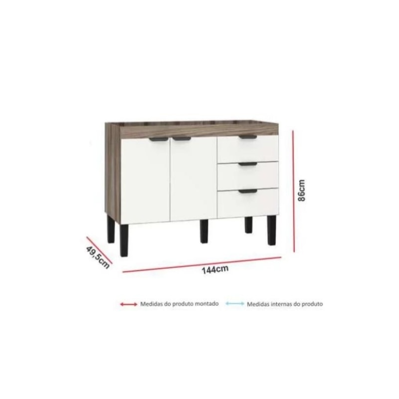 Gabinete Cozinha 120cm Madeira Flamingo Tamarindo/Branco - Cozimax ...