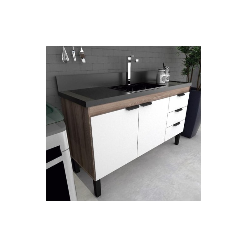 Gabinete Cozinha 150cm Madeira Flamingo Tamarindo/Branco - COZIMAX ...