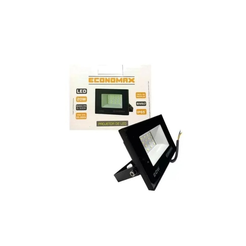 Refletor LED 20w 6500k Preto - Economax | Compensa Mais