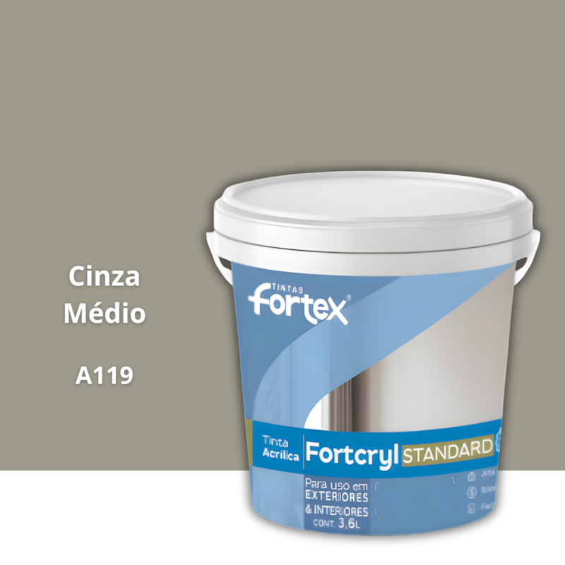 Tinta Fortcryl Cinza Medio 3,6 L - FORTEX | Compensa Mais