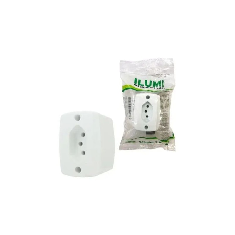 Tomada Externa Simples 10a Branca- Ilumi | Compensa Mais